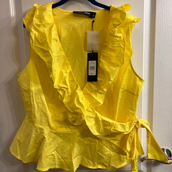 Fashion to Figure | Tops | Gabrielle Union Yellow Ruffle Wrap Peplum ...